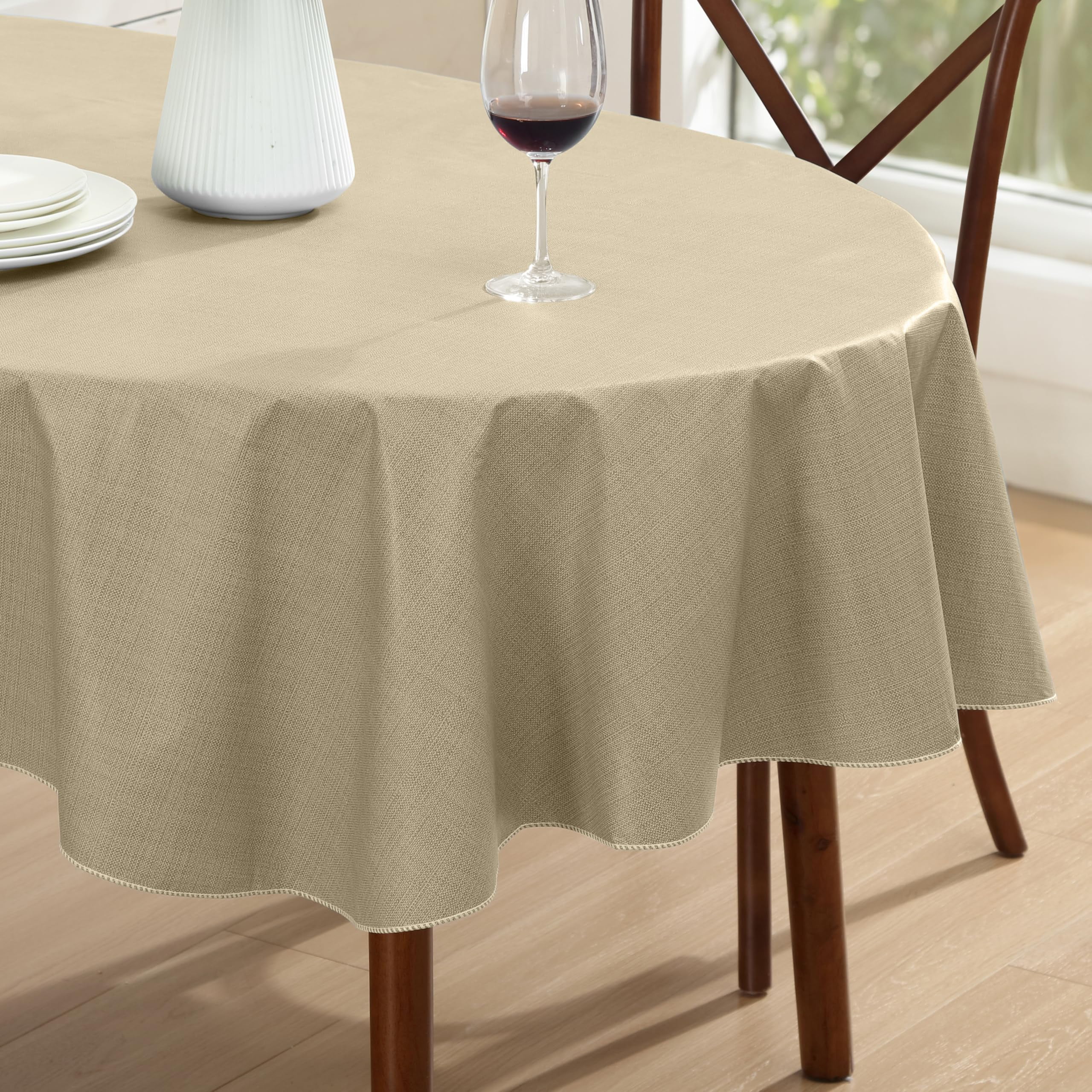 Home Bargains Plus Sand Café Hotel 60 x 84 inch Oval Vinyl Dining ...