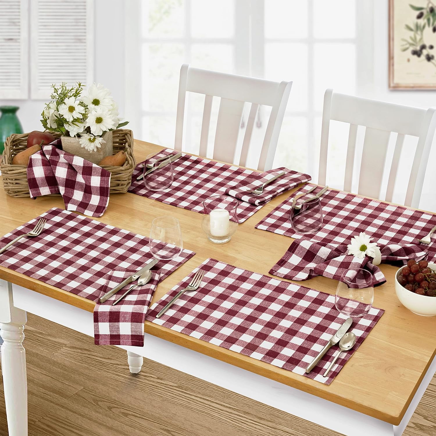 Home Bargains Plus Rectangle Fabric Placemats, Country Rustic Buffalo ...