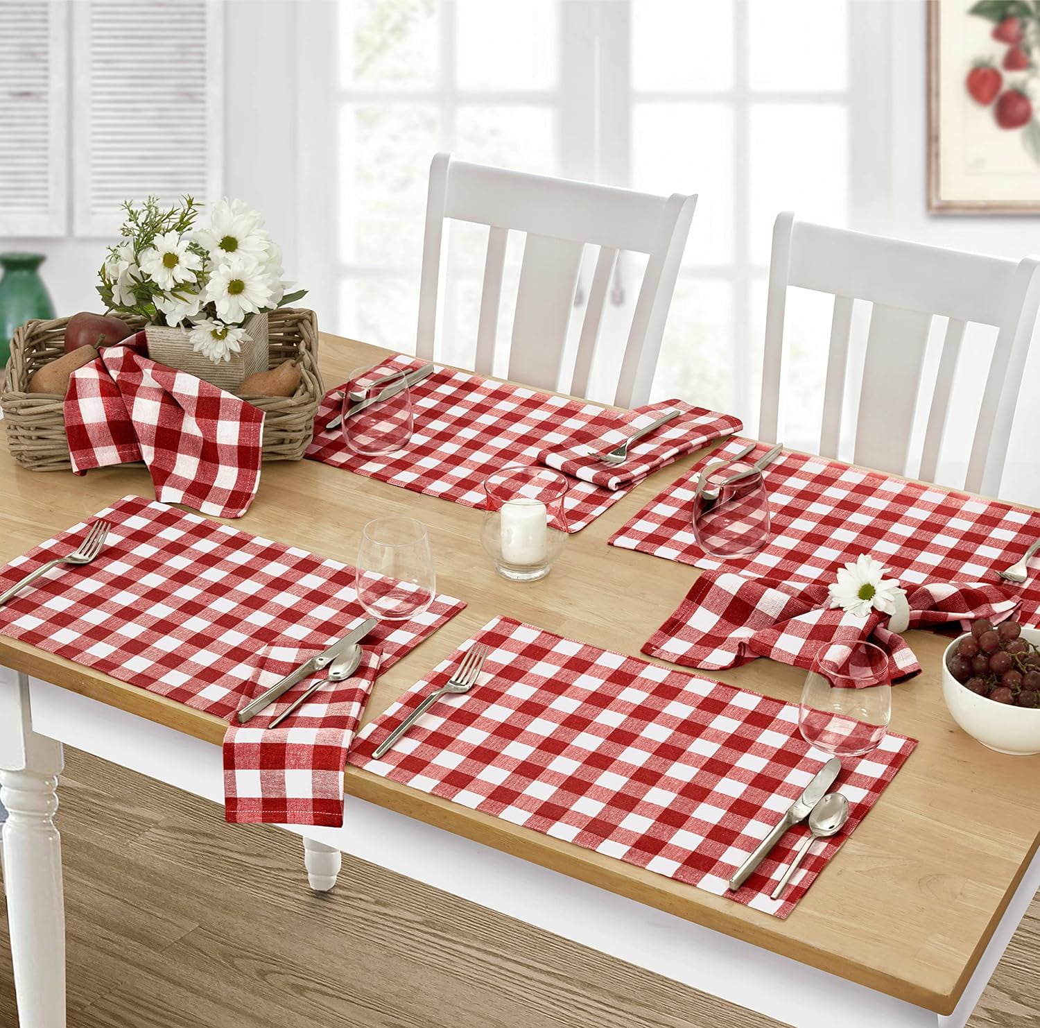 Home Bargains Plus Rectangle Fabric Placemats, Country Rustic Buffalo ...