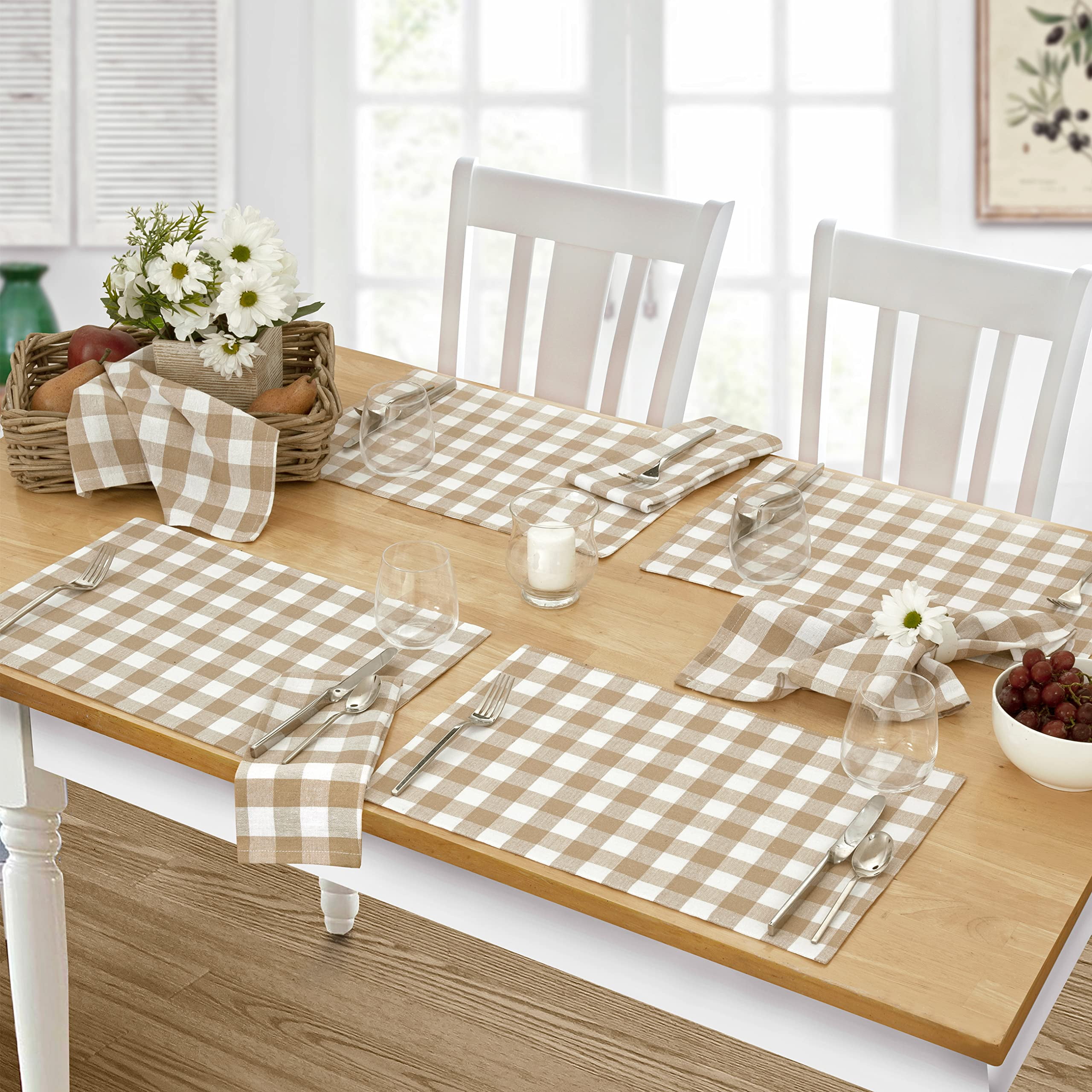 Home Bargains Plus Rectangle Fabric Placemats, Country Rustic Buffalo ...