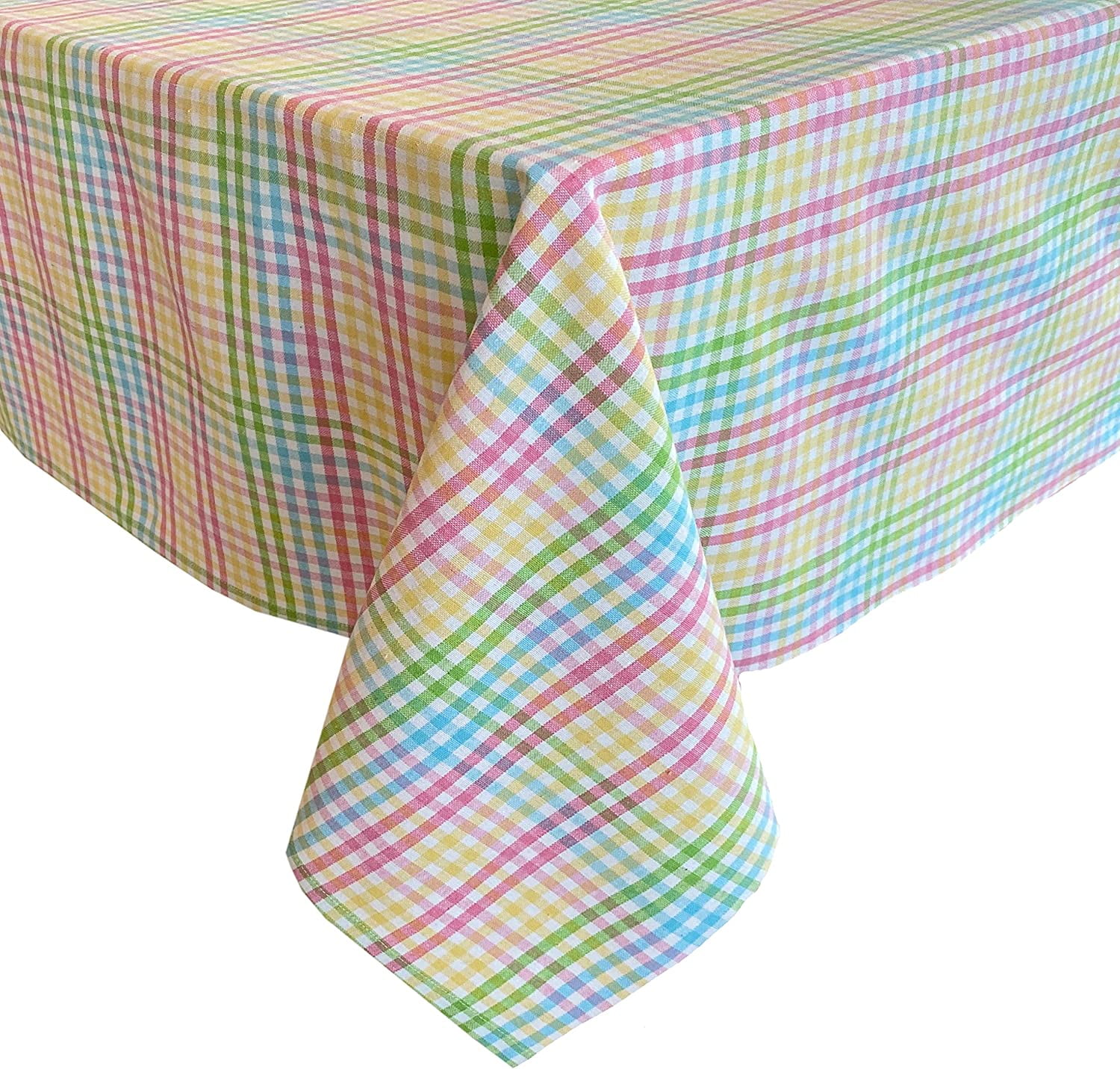 Home Bargains Plus Candy Plaid Tablecloth, 52x70 Inch, Cotton, Yellow ...
