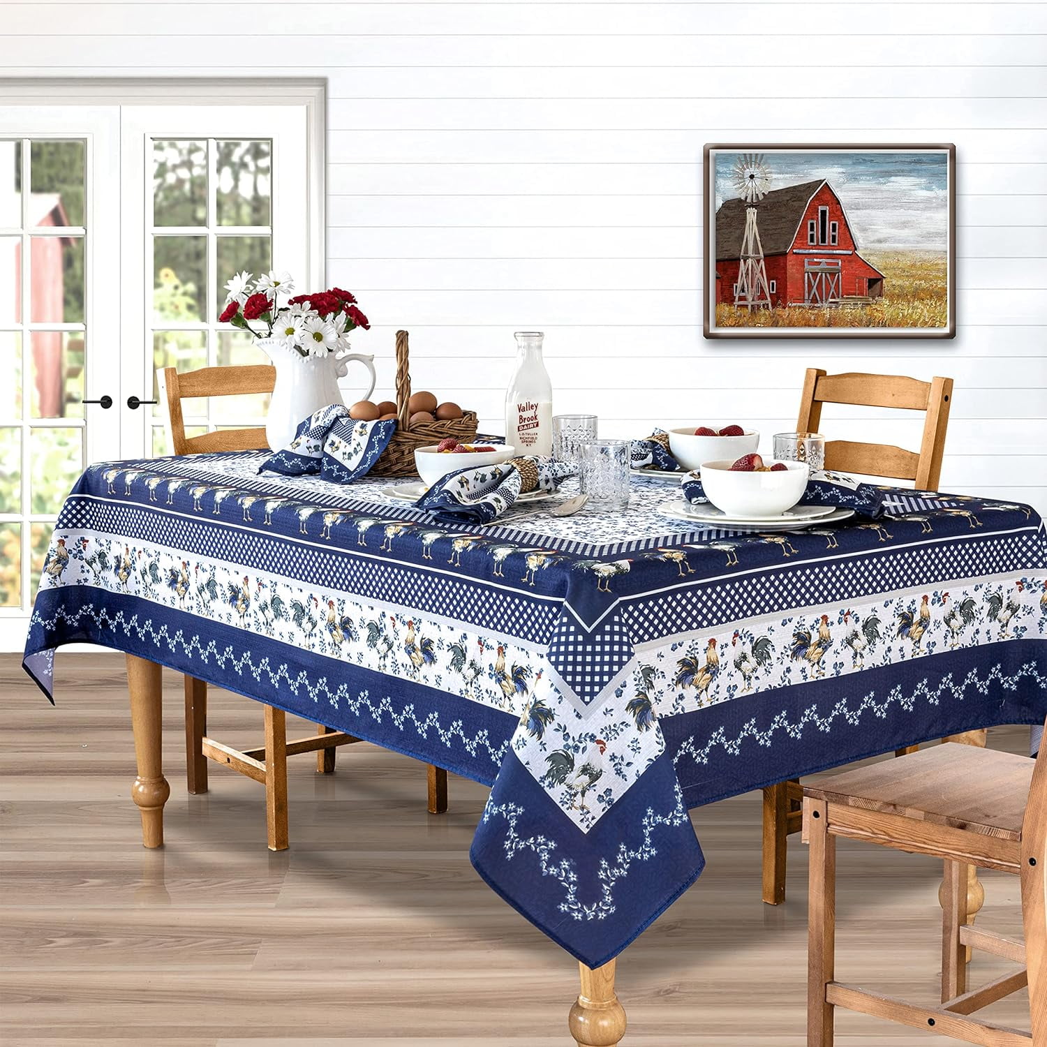 Home Bargains Plus Rectangle Fabric Tablecloth, 60 x 102 inch, Blue ...