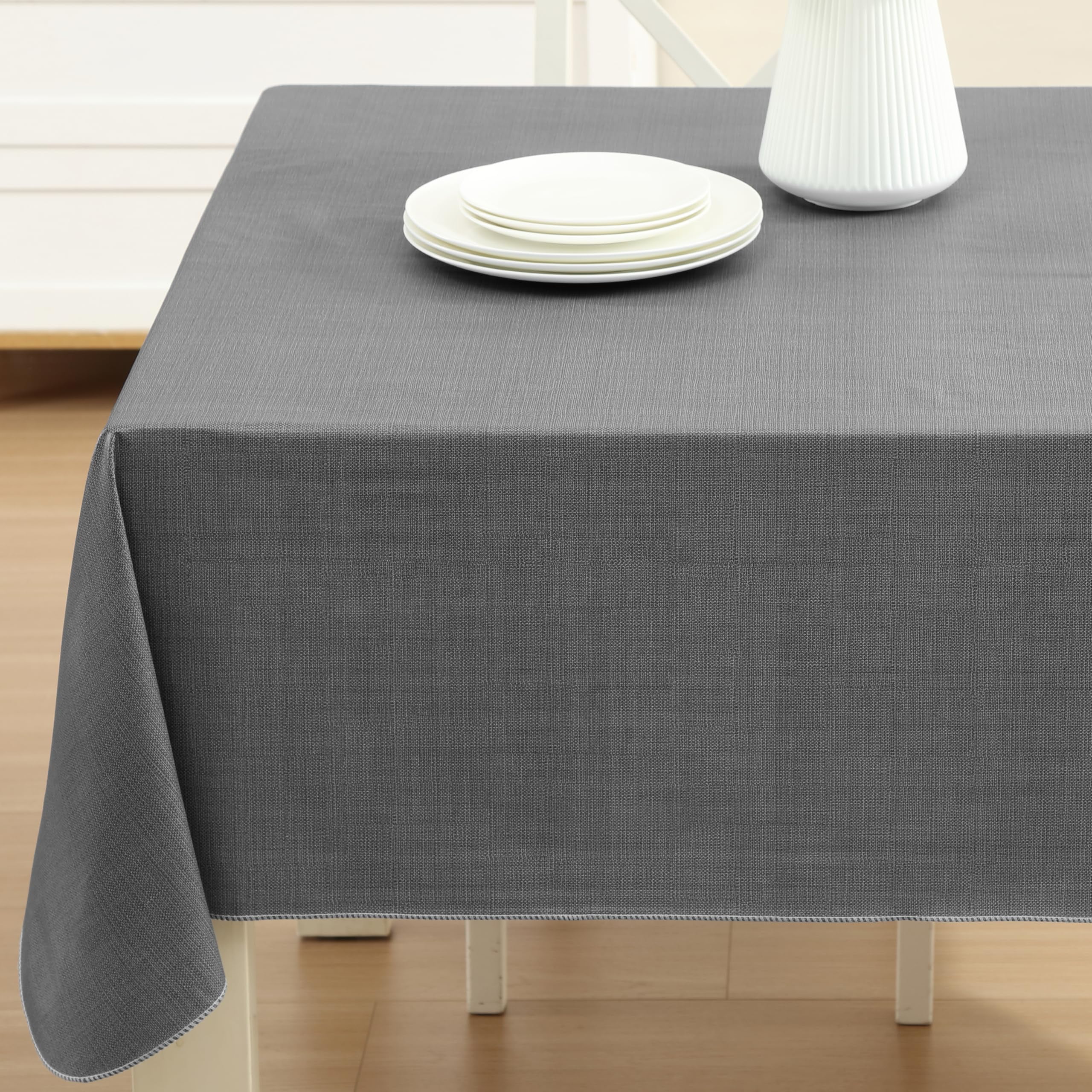 Home Bargains Plus Grey Café Hotel 52 x 70 inch Rectangle Vinyl Dining ...