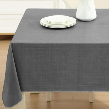 "Enova Home 54""x 80"" Grey Dining Tablecloth, Cotton and Linen with ...