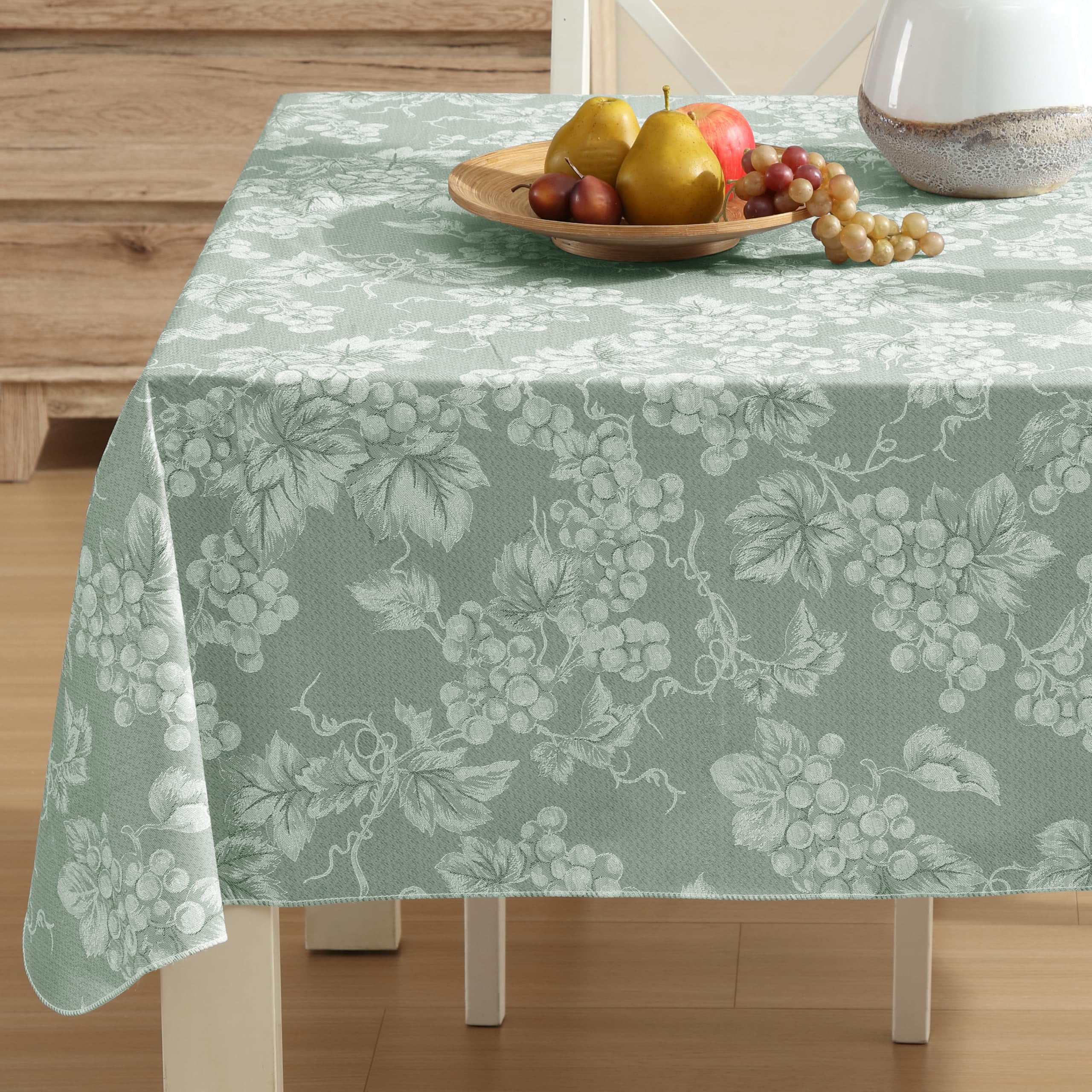 Home Bargains Plus Sage Green Grapevine Print 52 x 70 inch Rectangle ...