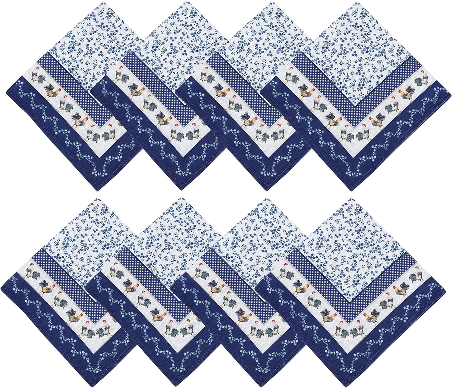 Home Bargains Plus Square Fabric Napkins, Set of 8 Napkins, Blue ...