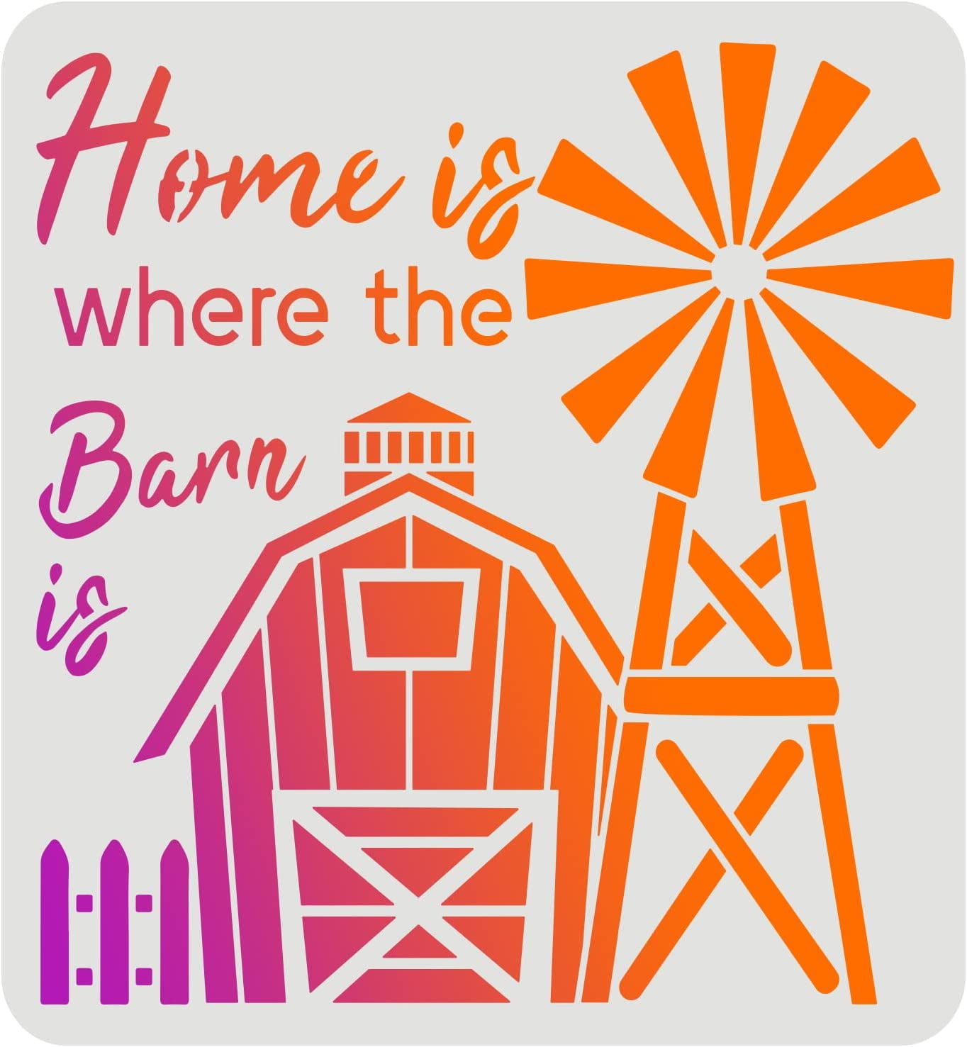 Home is Where The Barn is Stencil 11.8x11.8inch DIY Cow Farmhouse Decoration Drawing Stencil ...
