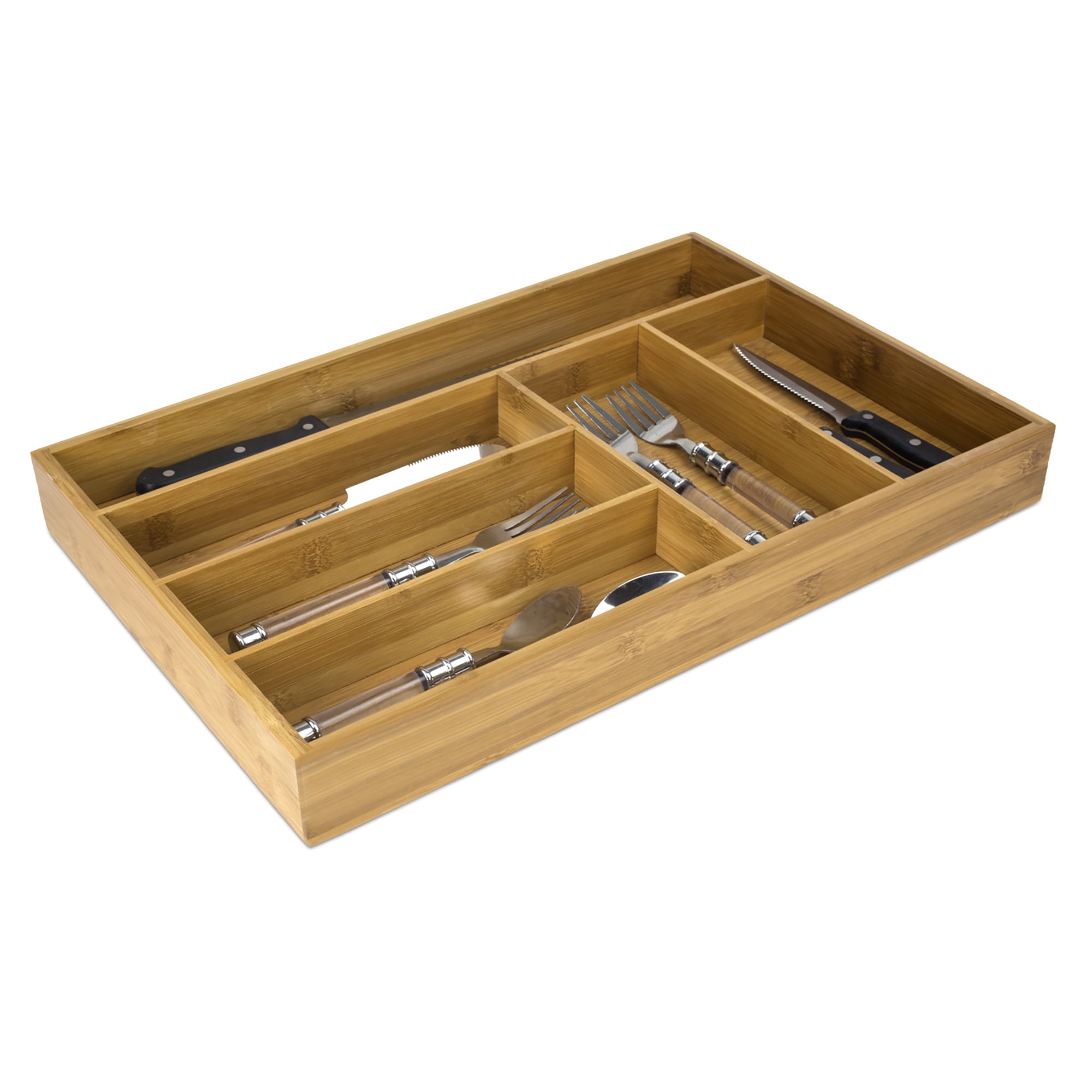 Home Basic CT44542 Large Bamboo Cutlery Tray - Walmart.com