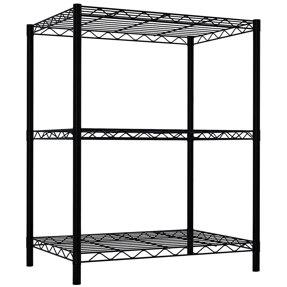 Home Basics 3-Layer Black Metal Shelving Rack for Storage and ...