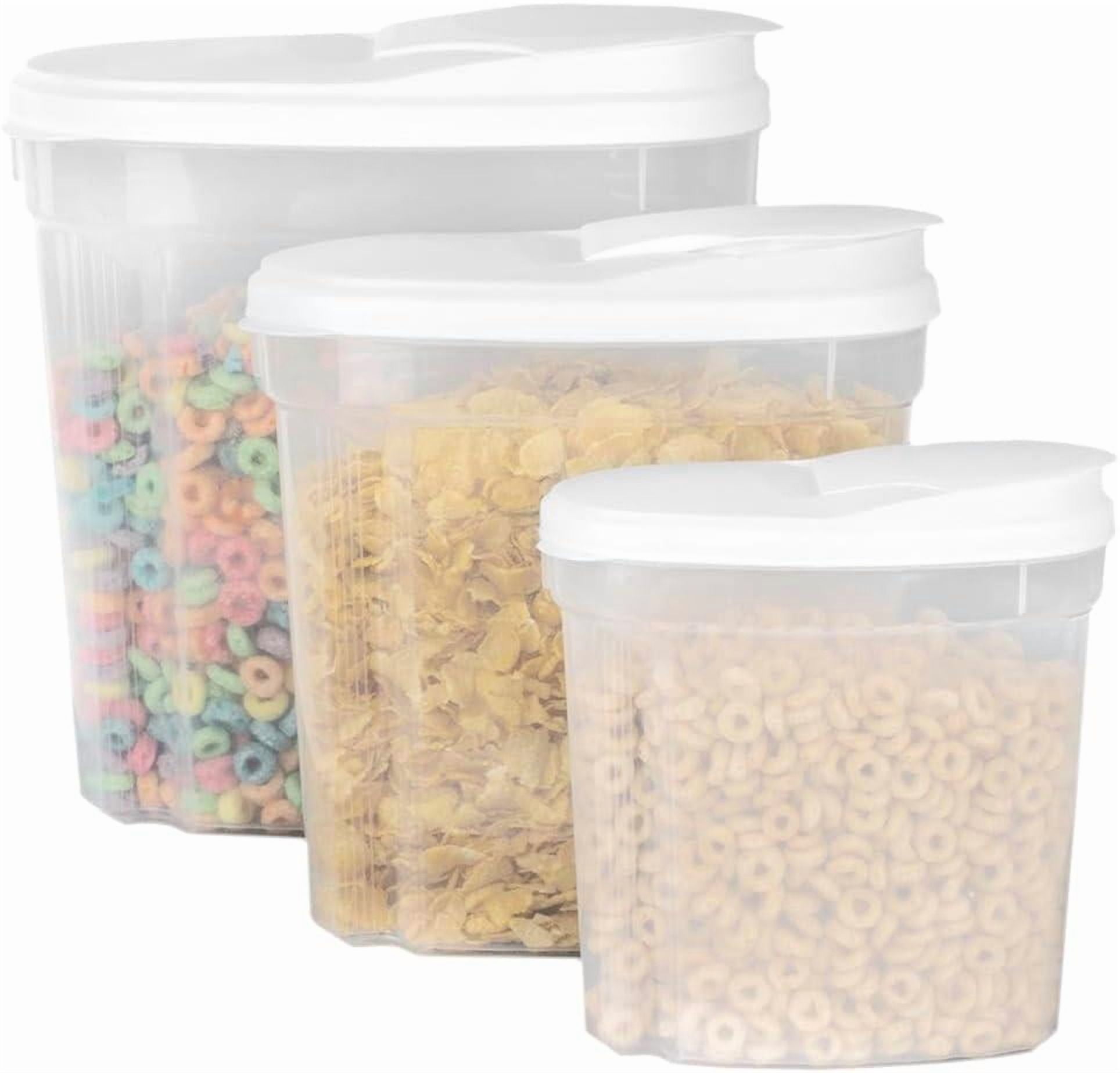 Home Basics 3-Piece Cereal Food Storage Container, White Lids - Walmart.com