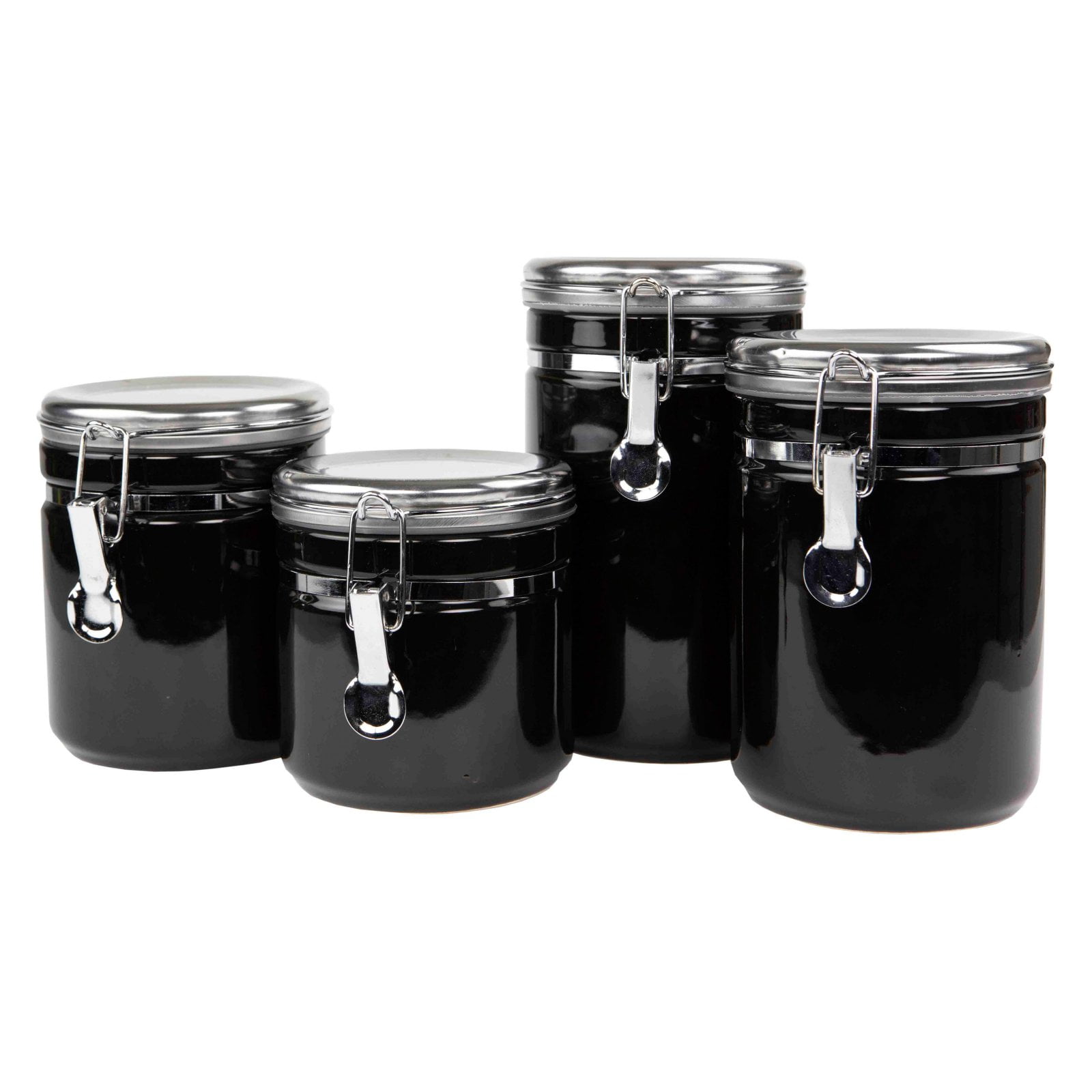 Home Basics 4 Piece Canister Set with Stainless Steel Tops - Walmart.com