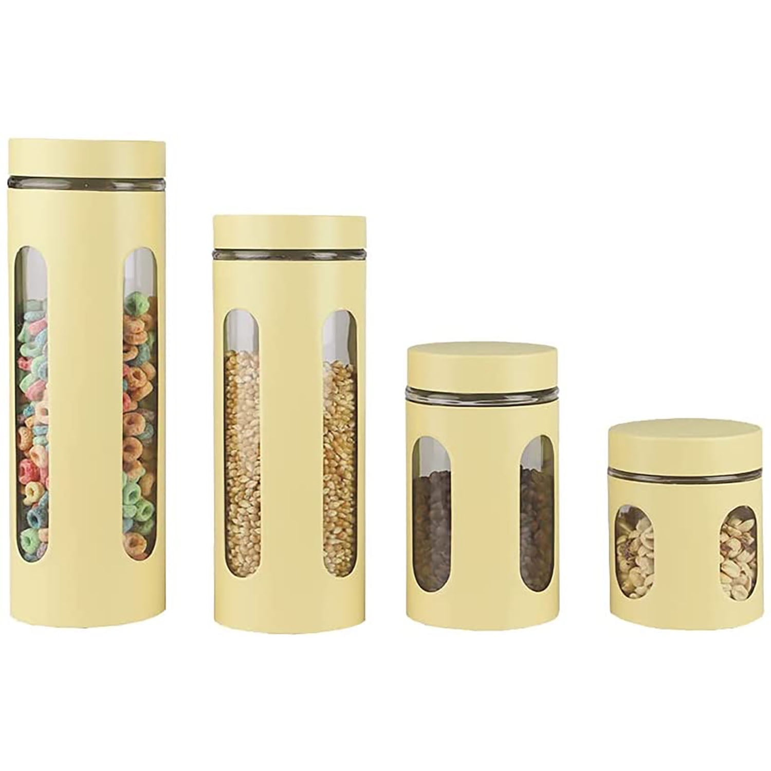 Home Basics 4 Piece Essence Collection Stainless Steel Canister Set ...
