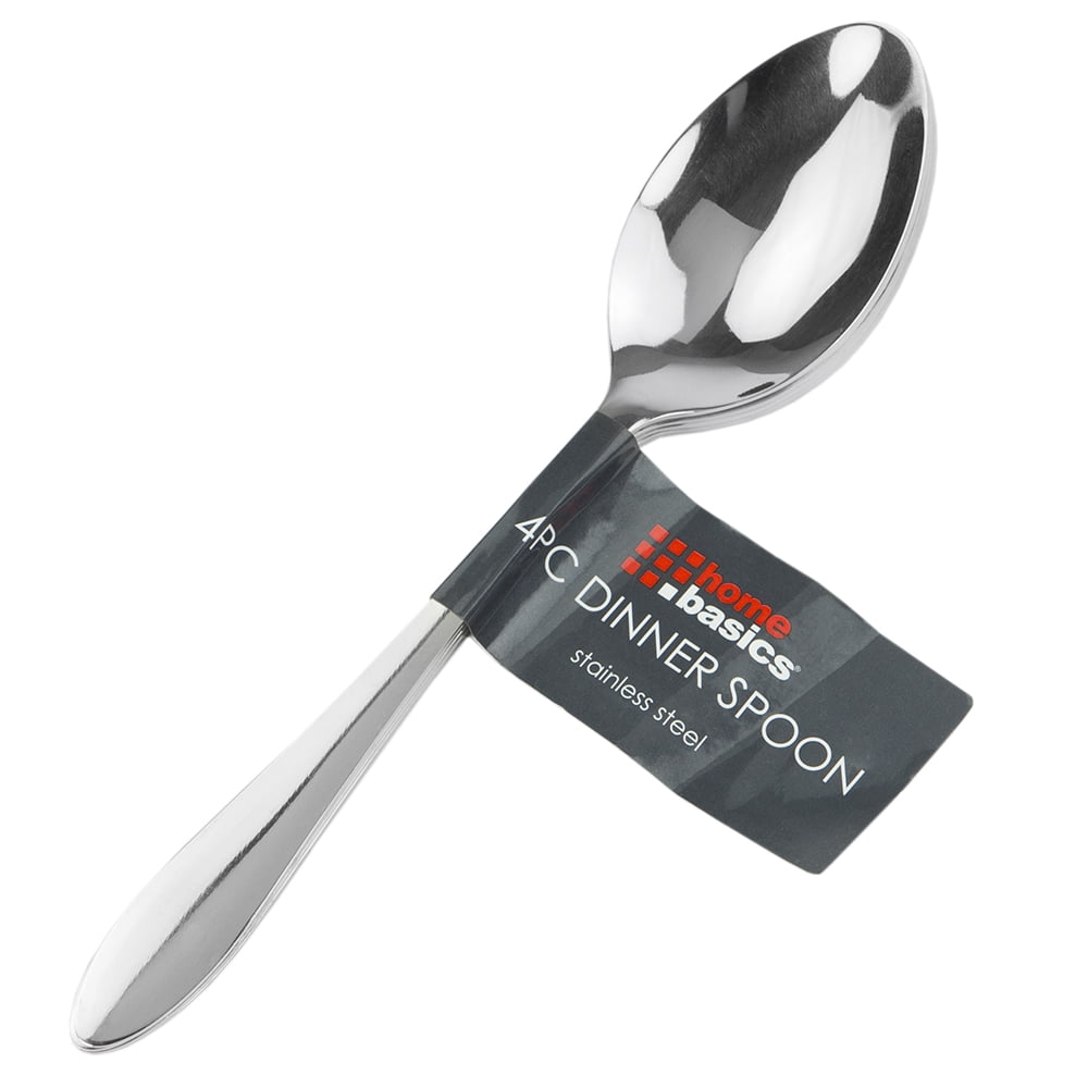 Home Basics 4 Piece Stainless Steel Dinner Spoon, Silver - Walmart.com