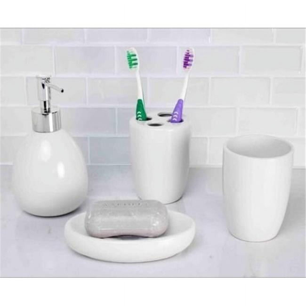 Home Basics 4 Piece Bath Accessory Set, White - Walmart.com
