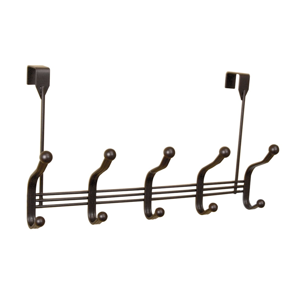 Home Basics 5 Dual Hook Over the Door Steel Organizing Rack, Bronze ...