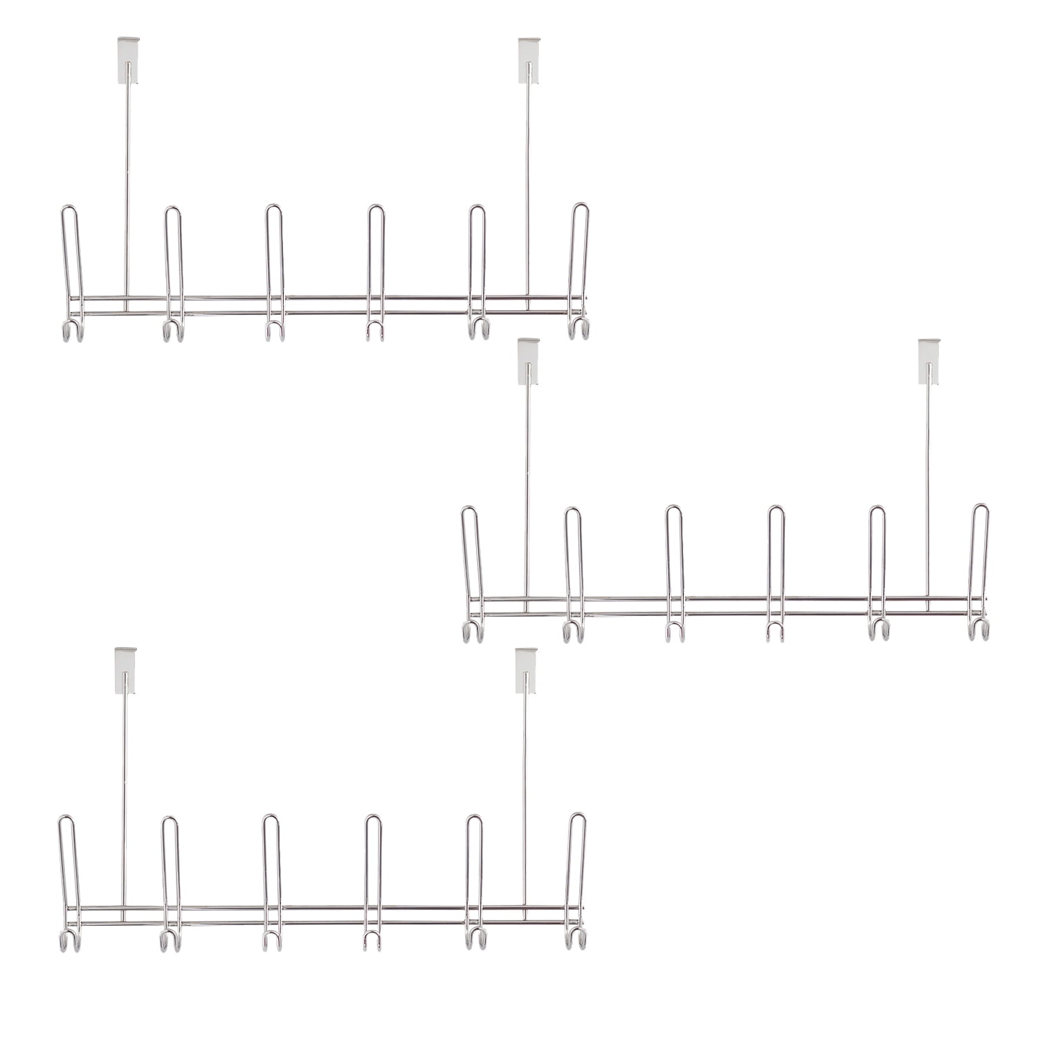 Home Basics 6 Dual Hook Steel Over-The-Door Rack, Chrome (3 Pack ...