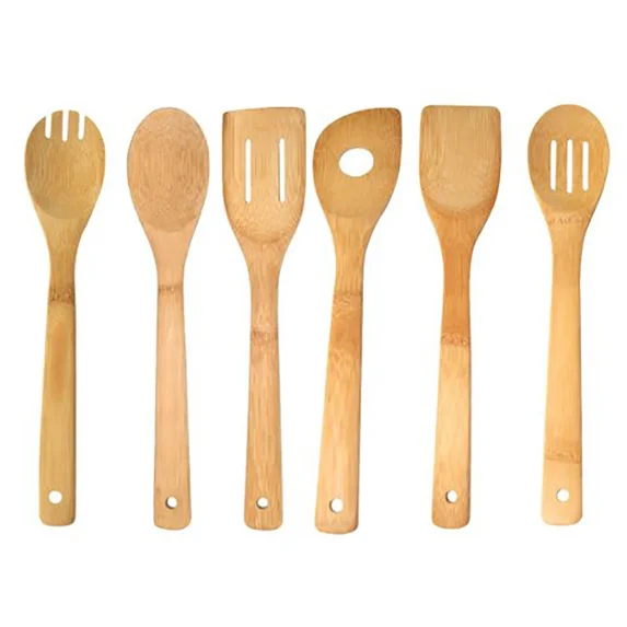 Home Basics 6-Piece Bamboo Kitchen Cooking Utensil Set, 2.5X12X.25 ...