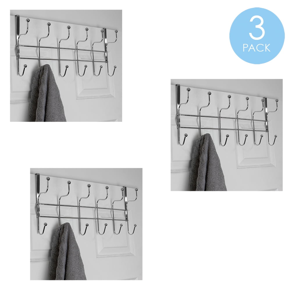 Home Basics Chrome-Plated Over the Door Hanging Racks, 3 Pack - Walmart.com