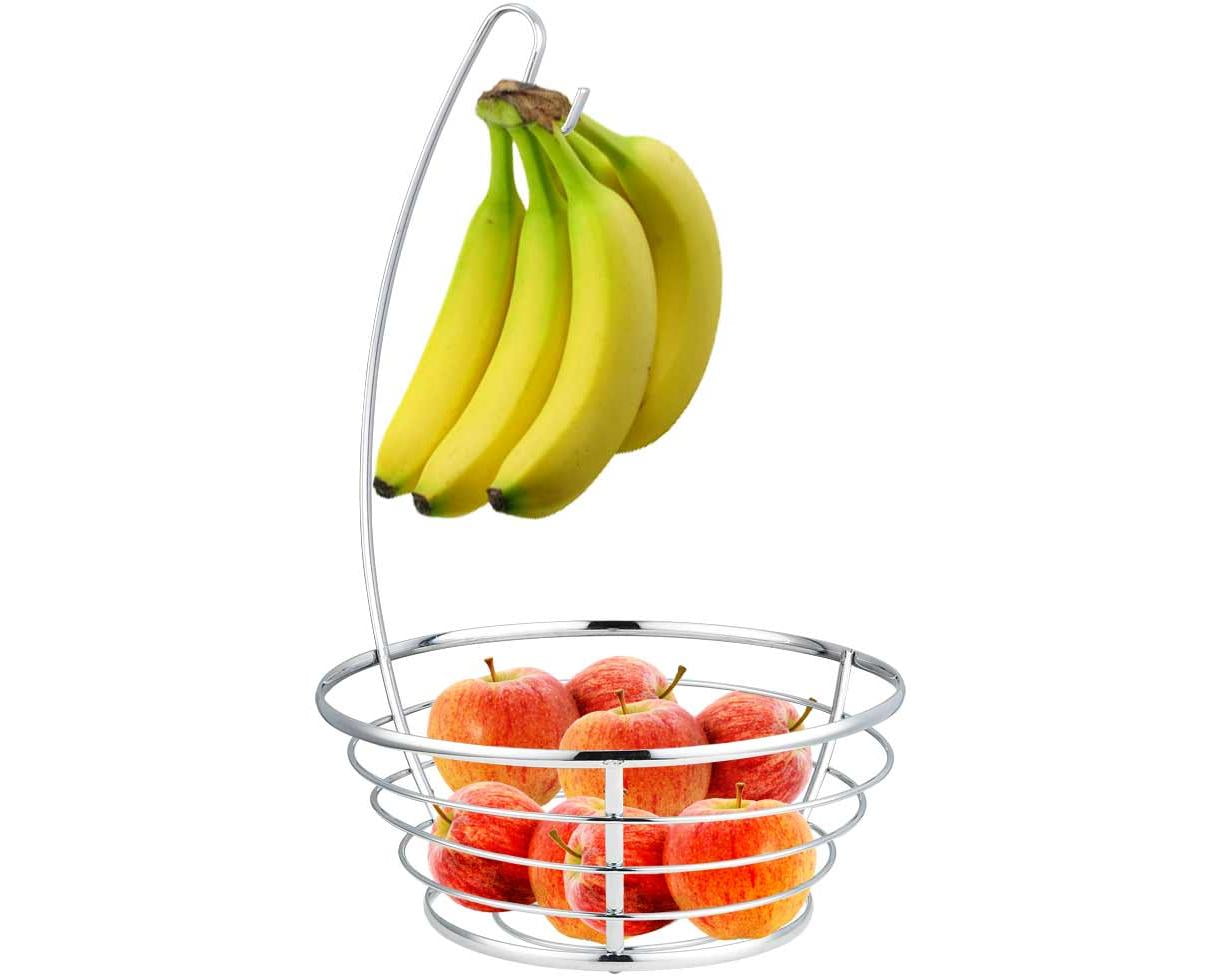 Home Basics Chrome Plated Steel Fruit Basket with Banana Tree - Walmart.com