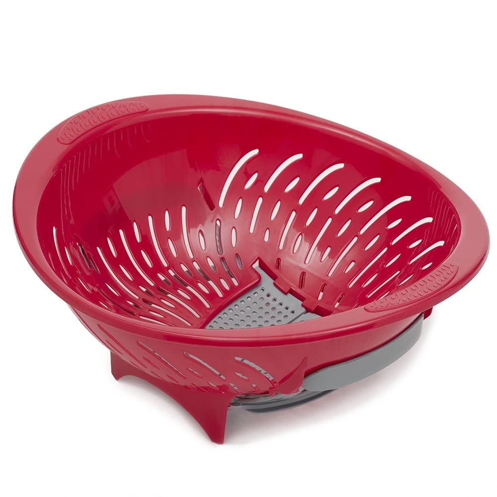 Home Basics Colander Bowl With Slide Open Bottom, Red - Walmart.com