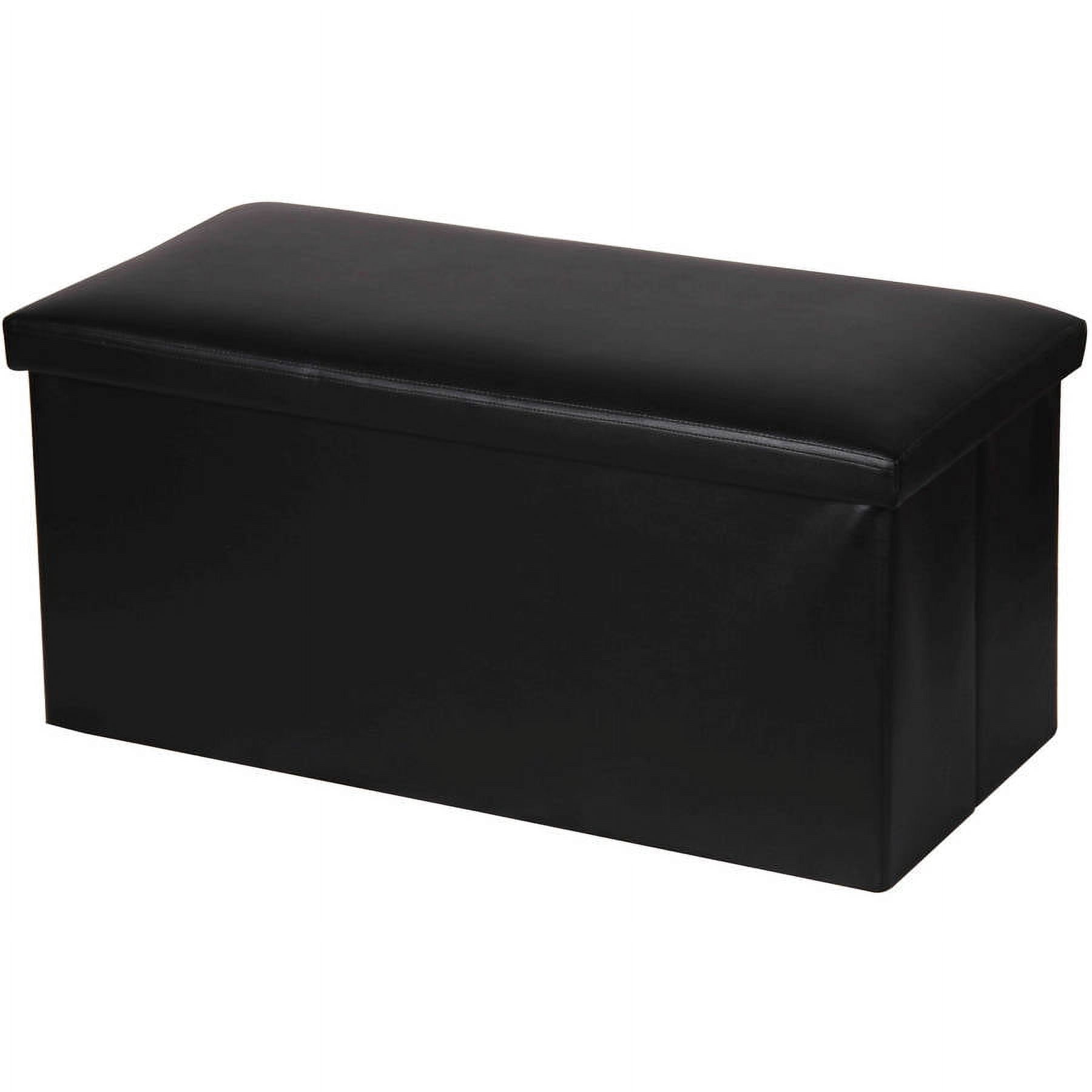 Home Basics Faux Leather Rectangular Storage Ottoman, Black - Walmart.com