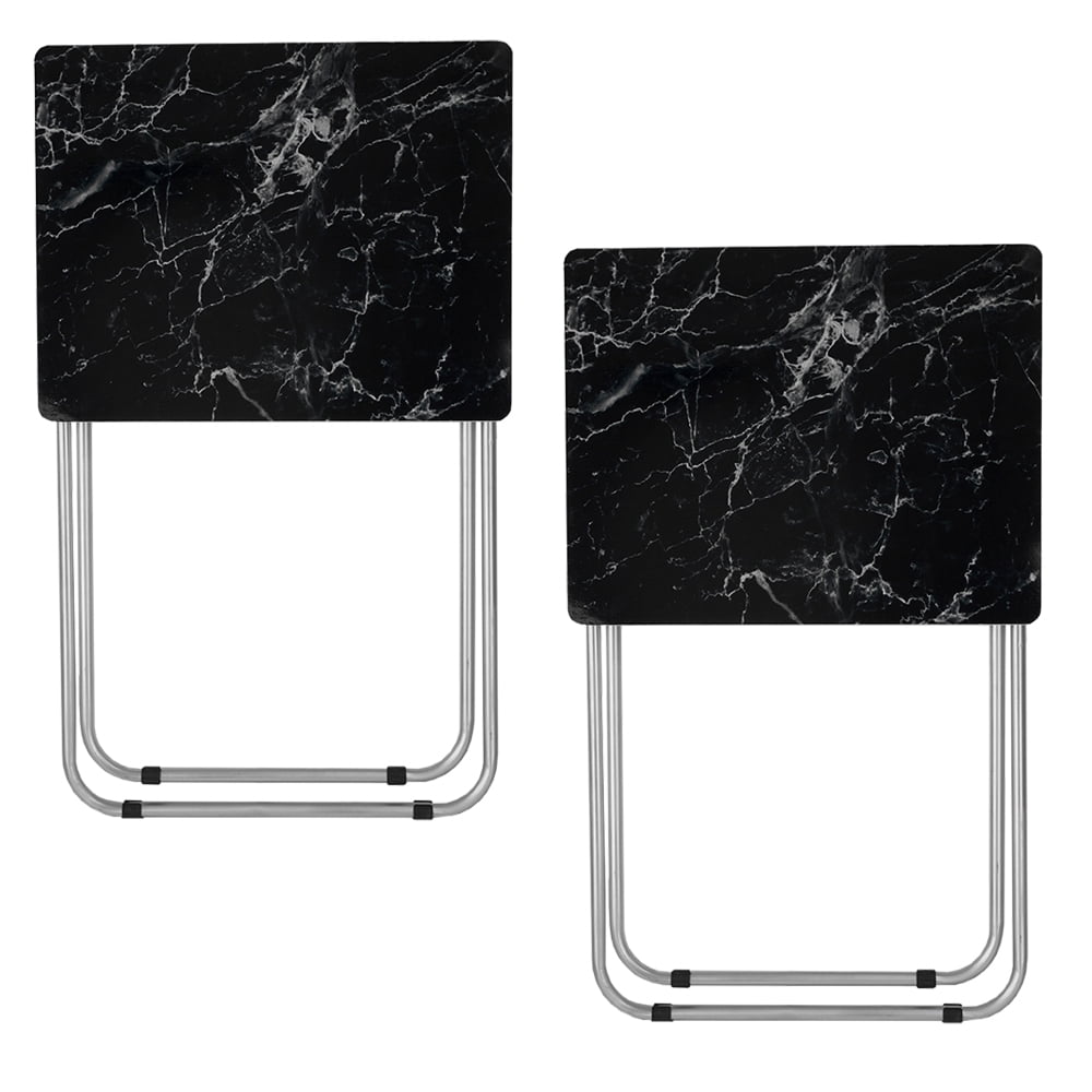 Home Basics Faux Marble Multi-Purpose Foldable Table, Black (2 Pack ...