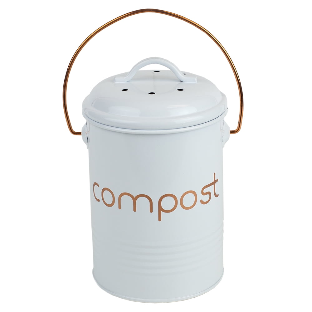 Home Basics Grove Compact Countertop Compost Bin 5x5x8.5 inches, White ...