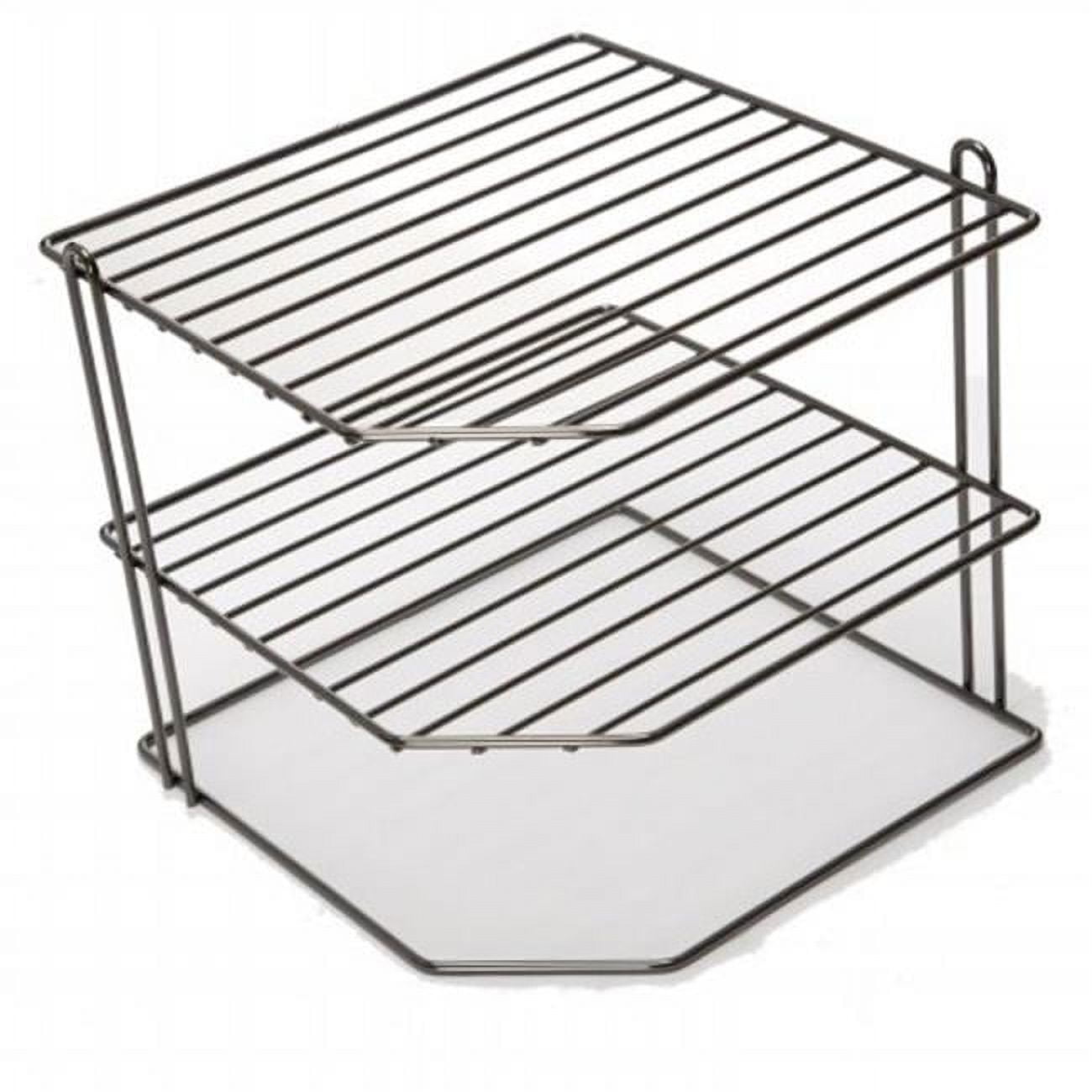 Home Basics Kitchen 3 Tier Corner Counter and Cabinet Wire Shelf, Onyx ...