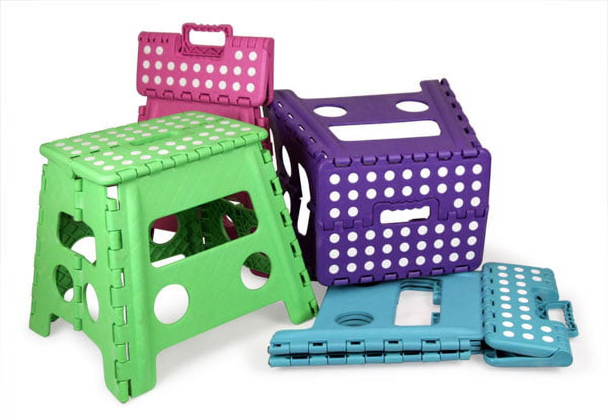 Home Basics Large Foldable Plastic Stool with Non-Slip Dots, Assorted ...