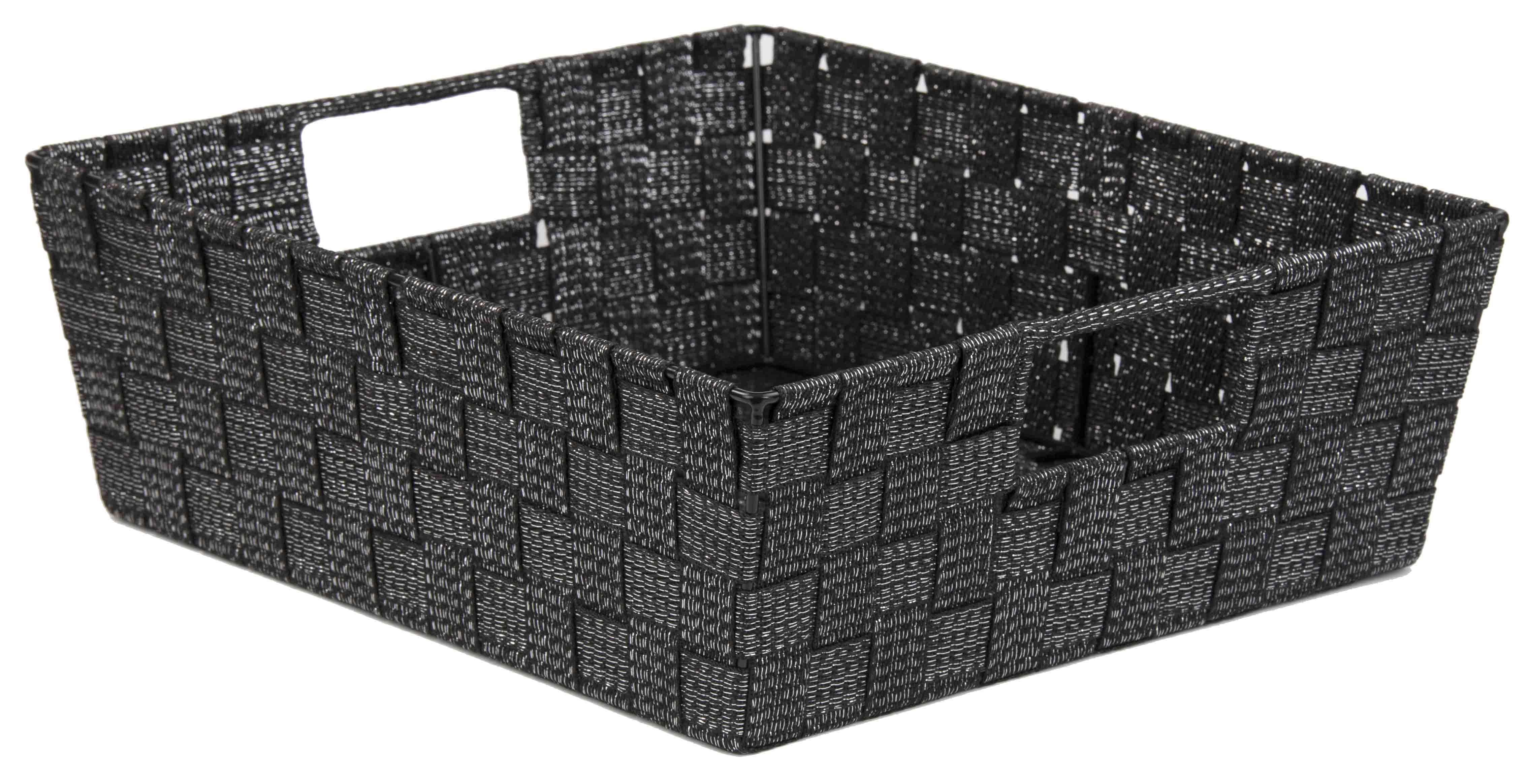 Home Basics Large Polyester Woven Strap Open Bin, Black - Walmart.com