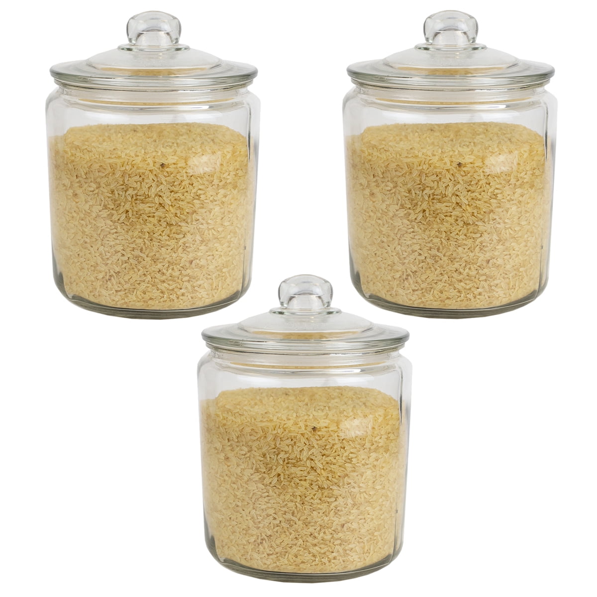 Home Basics 4L Renaissance Glass Jar, Wide Mouth, Set of 3 for Snacks ...