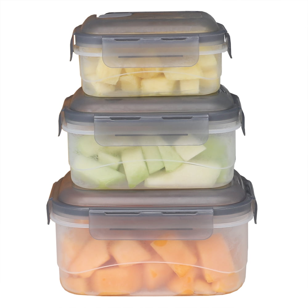 Home Basics Locking Rectangle Food Storage Containers with Grey Steam ...