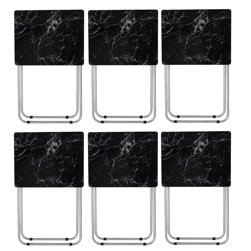 Home Basics Marble Design Multi-Purpose Foldable Table, Black/Grey (6 ...