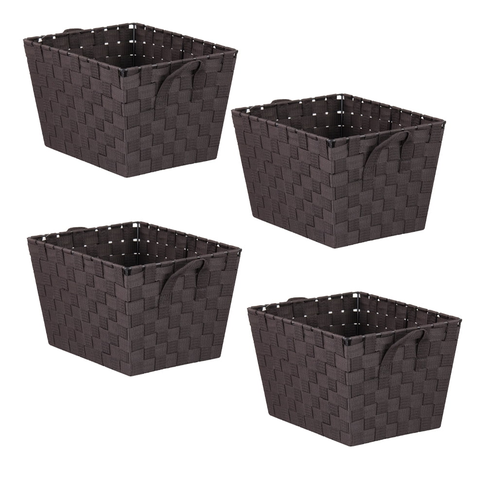 Home Basics Polyester Woven Strap Storage Bin - 12x10x8 - Brown ...