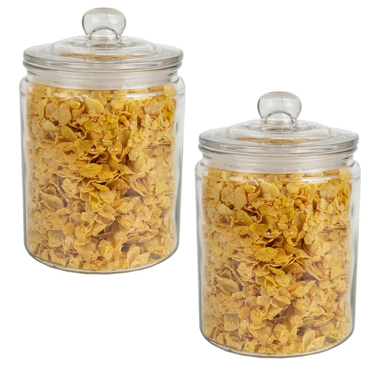 Home Basics Medium Renaissance Collection 2 Liter Glass Jar, Clear (2 ...