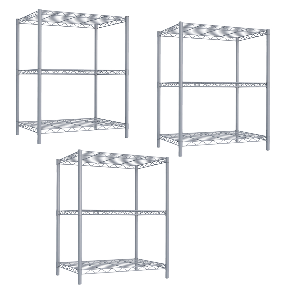 Home Basics Metal 3 Tier Wire Shelf, Grey (3 Pack) - Walmart.com