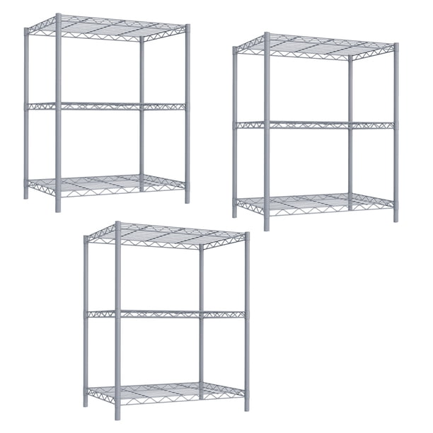 Home Basics Metal 3 Tier Wire Shelf, Grey (3 Pack) - Walmart Business ...