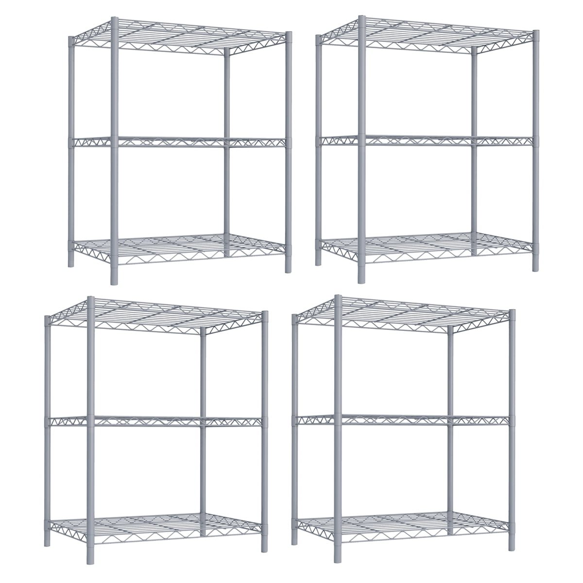 Home Basics Metal 3 Tier Wire Shelf, Grey (4 Pack) - Walmart.com