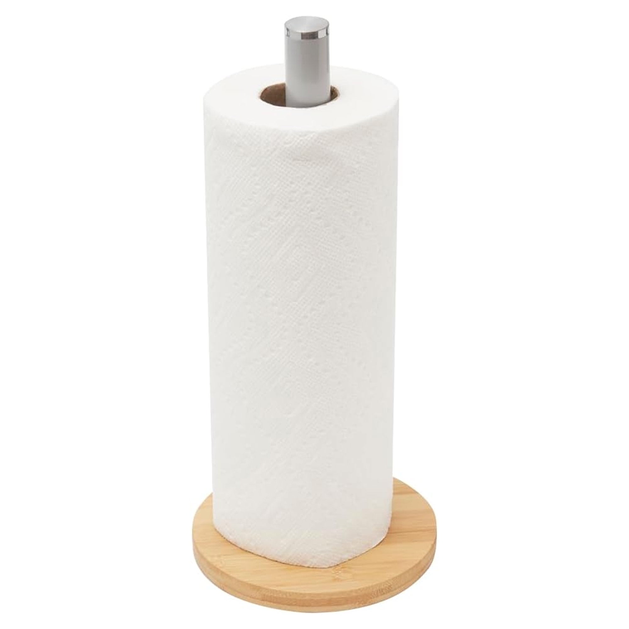 Home Basics Paper Towel Holder With Bamboo Base, Bonny Grey, 6x6x13.5 ...