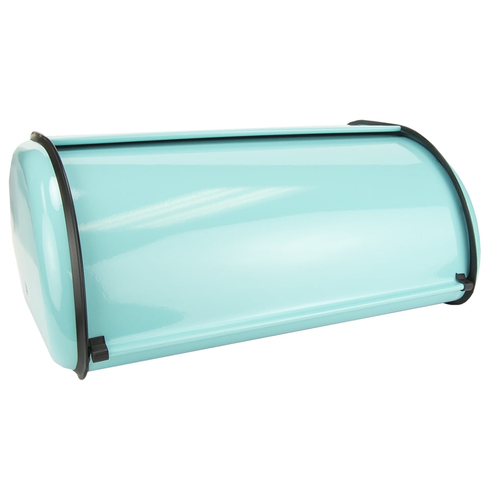 Home Basics Roll Up Lid Stainless Steel Bread Box, Turquoise - Walmart.com