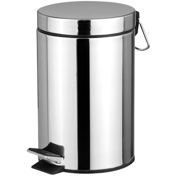 Home Basics 20 Liter Polished Stainless Steel Round Waste Bin, Silver ...