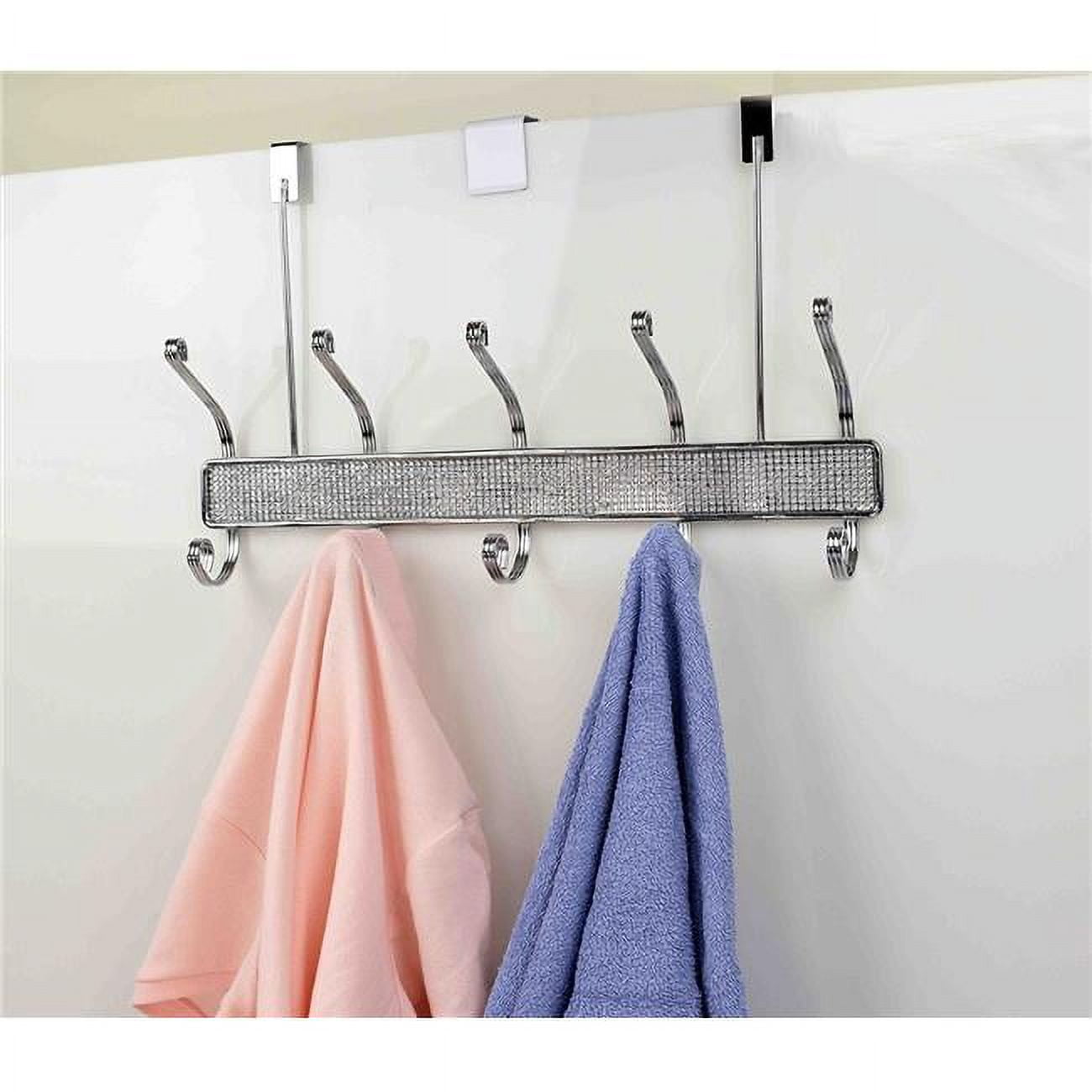 Home Basics Satin Nickel 5-Hook Over-The-Door Hanging Rack, Diamonds ...