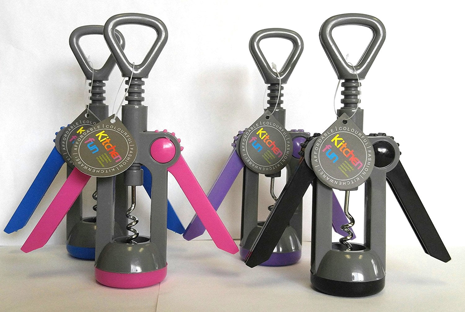 Home Basics Set of 4 (Multi-colored) Wing Style Wine Corkscrew ...