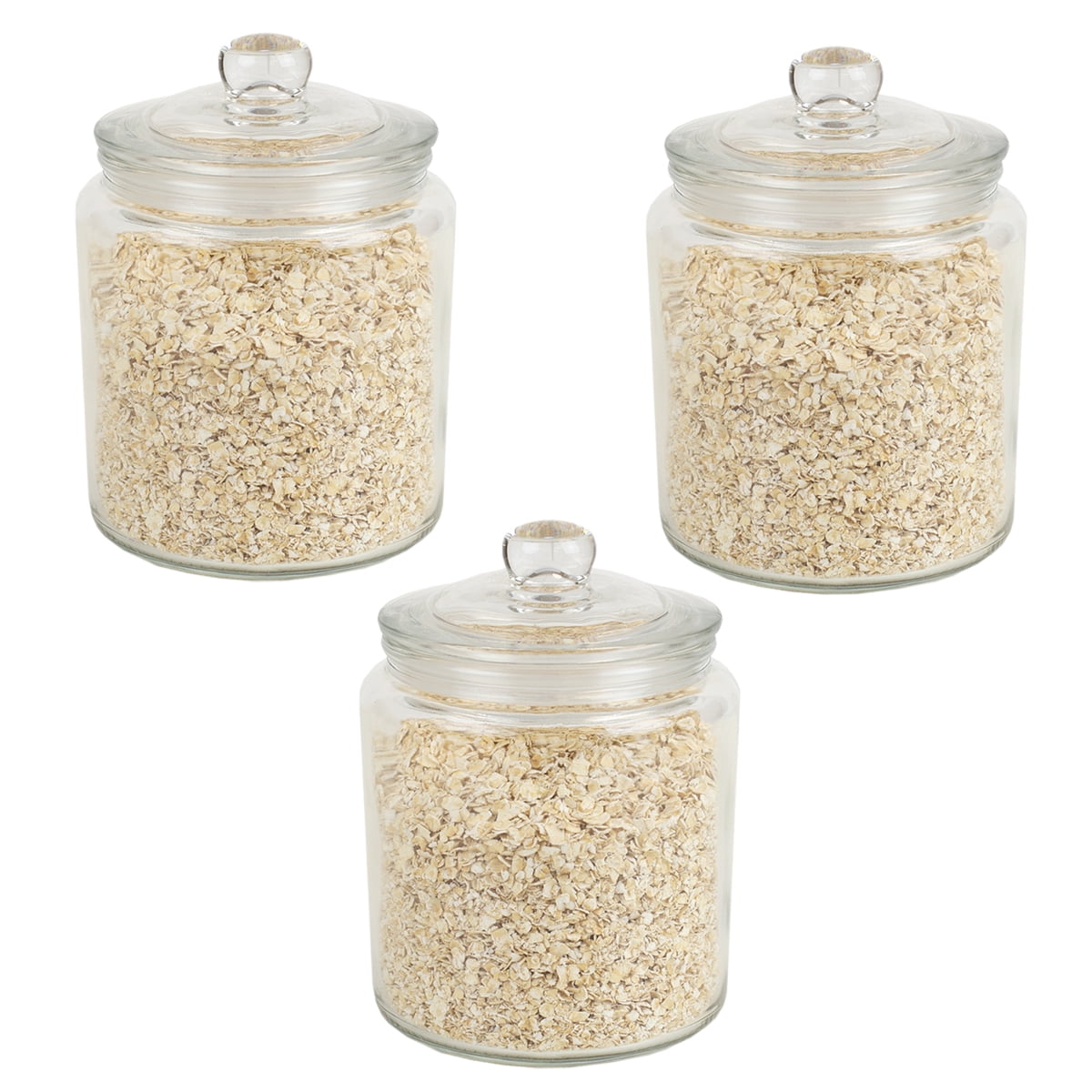 Home Basics Small Renaissance Collection 1 Liter Glass Jar, Clear (3 ...