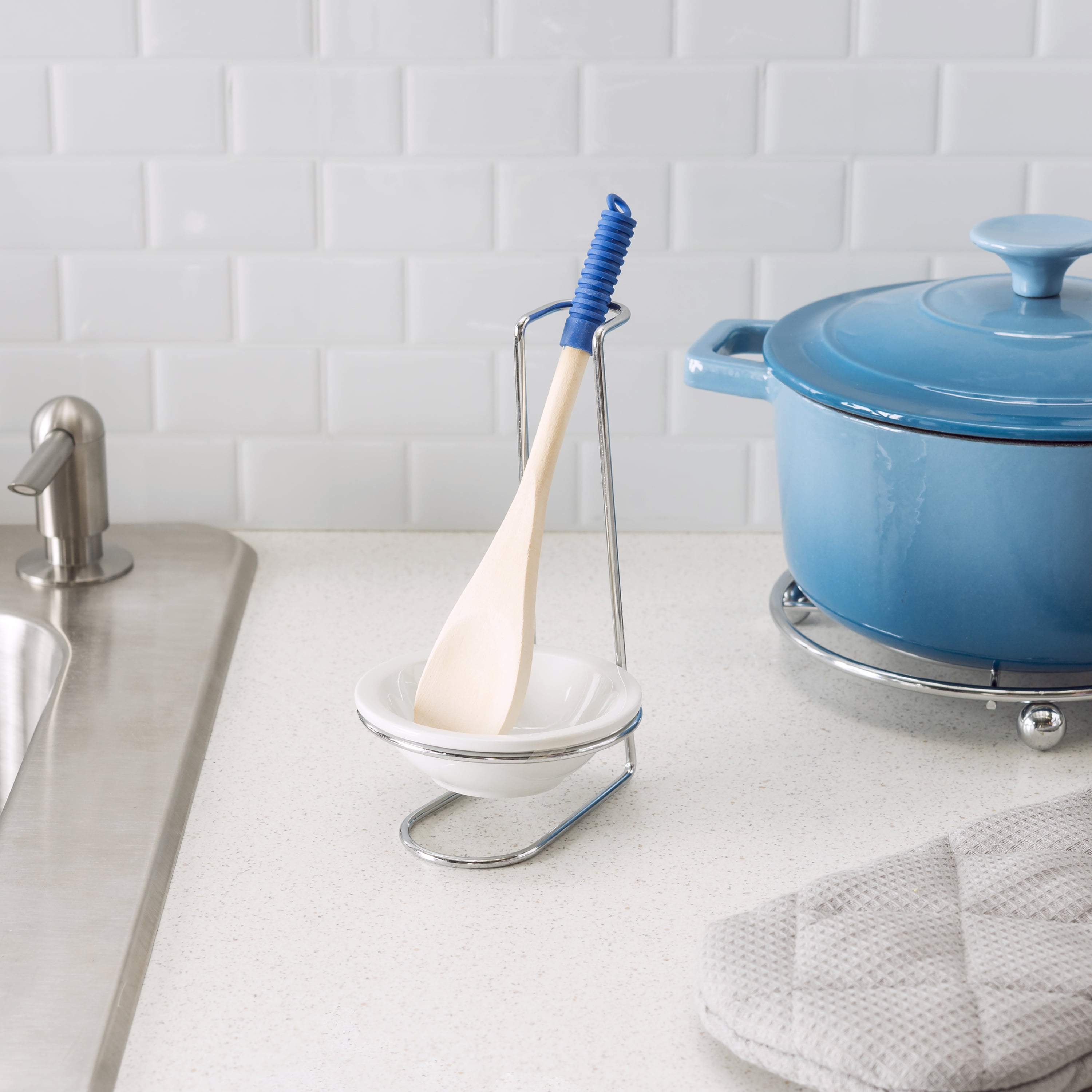 Home Basics Spoon Rest with Tray and Spoon, Chrome - Walmart.com