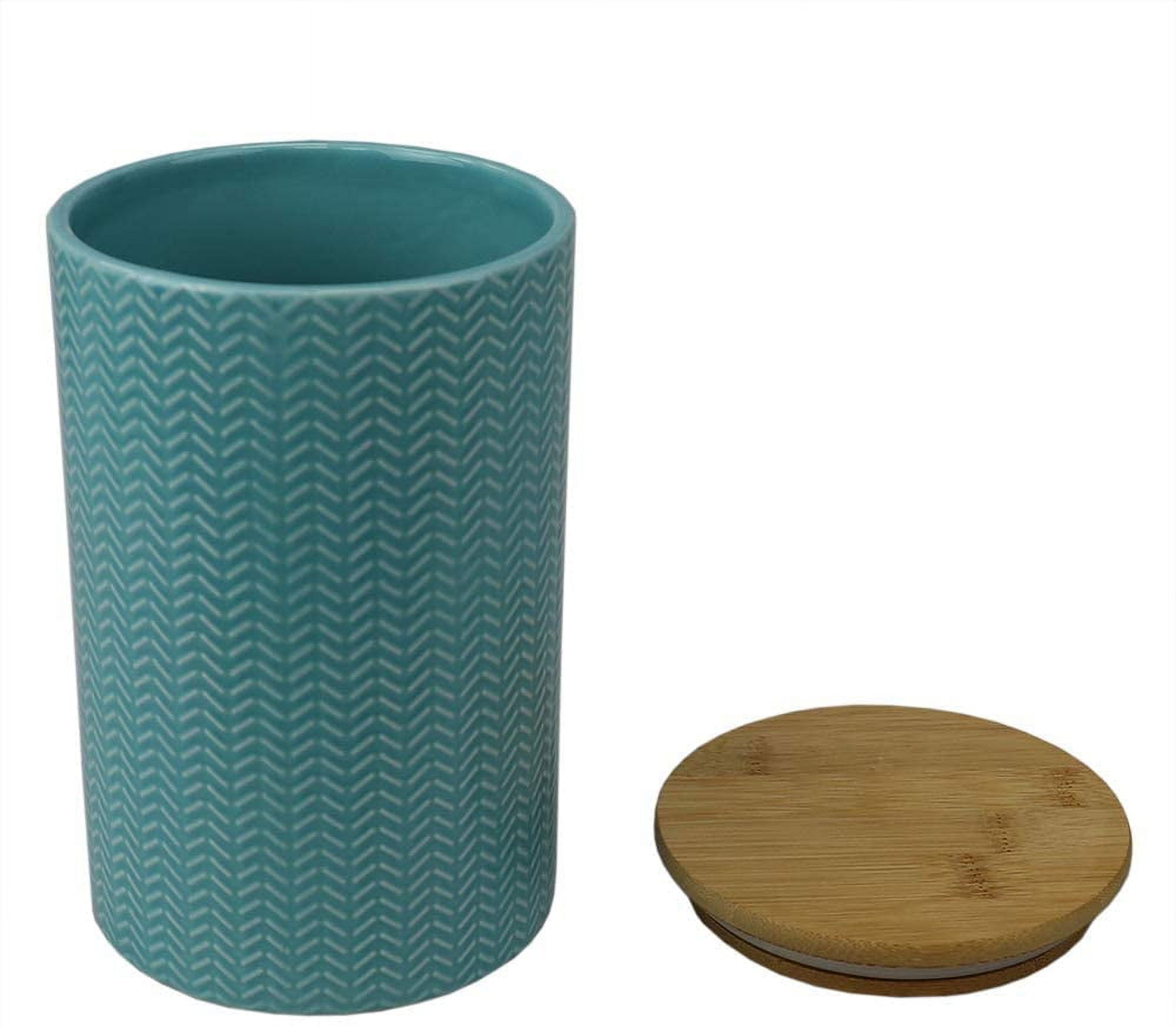Home Basics Wave Large Ceramic Canister, Turquoise - Walmart.com
