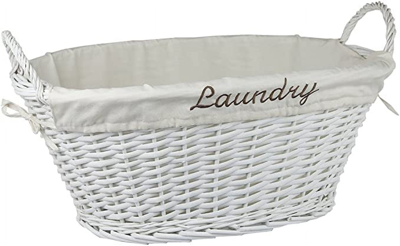 Home Basics Wicker Laundry Hamper with Removable Liner, White - Walmart.com