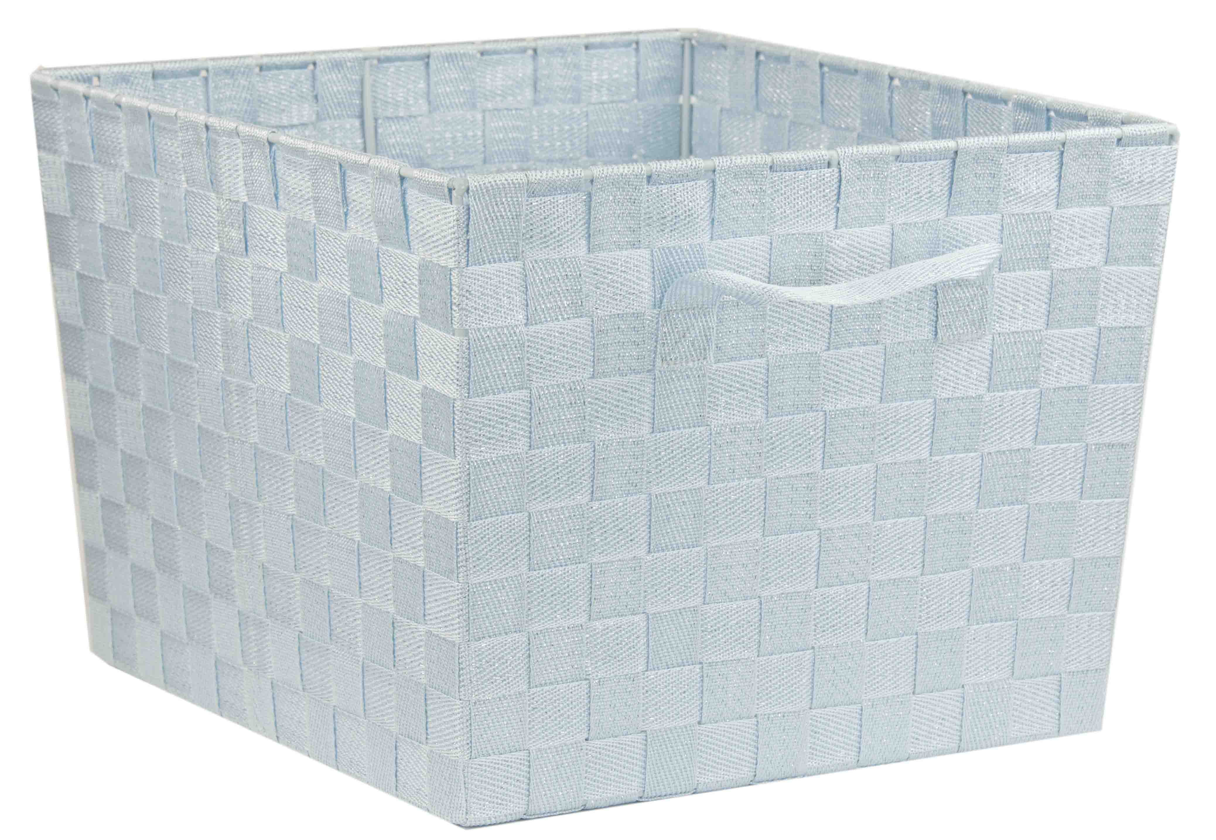 Home Basics X-Large Polyester Woven Strap Open Bin, Metallic Blue ...