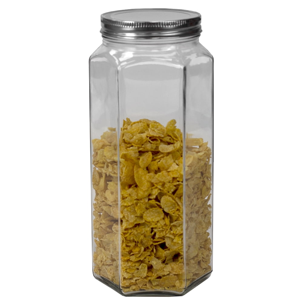 Home Basics X-Large Hexagon Glass Canister - Clear Glass Jar - Walmart.com