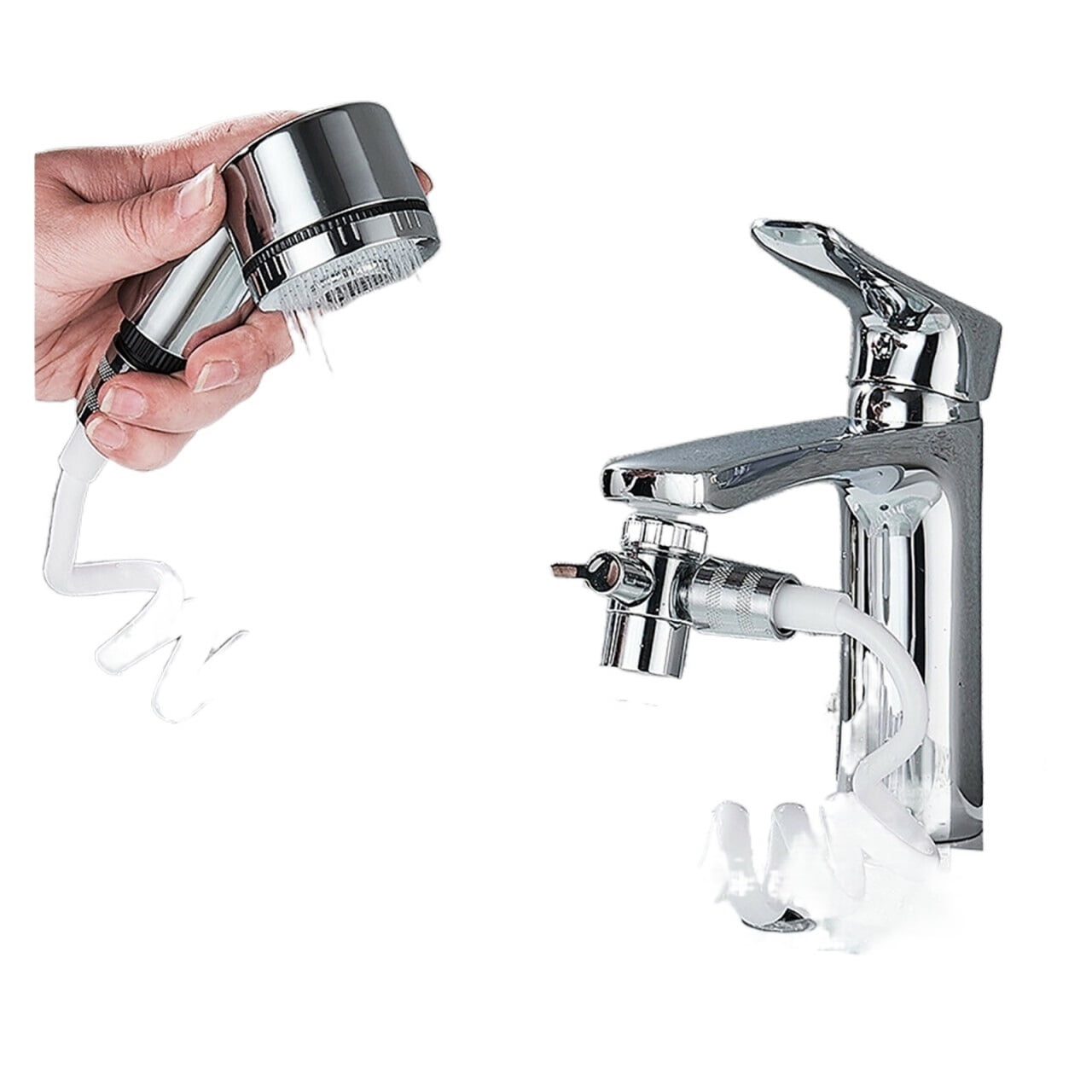 Home Bathroom Sink Faucet Sprayer Water Tap Extension Nozzle Adjustable Shower Set Sucker Wall ...